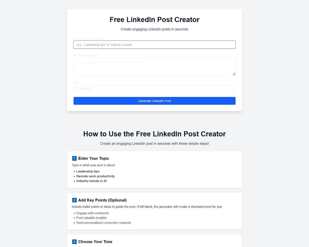 Linked Post Creator - Ai Tool Details & Features