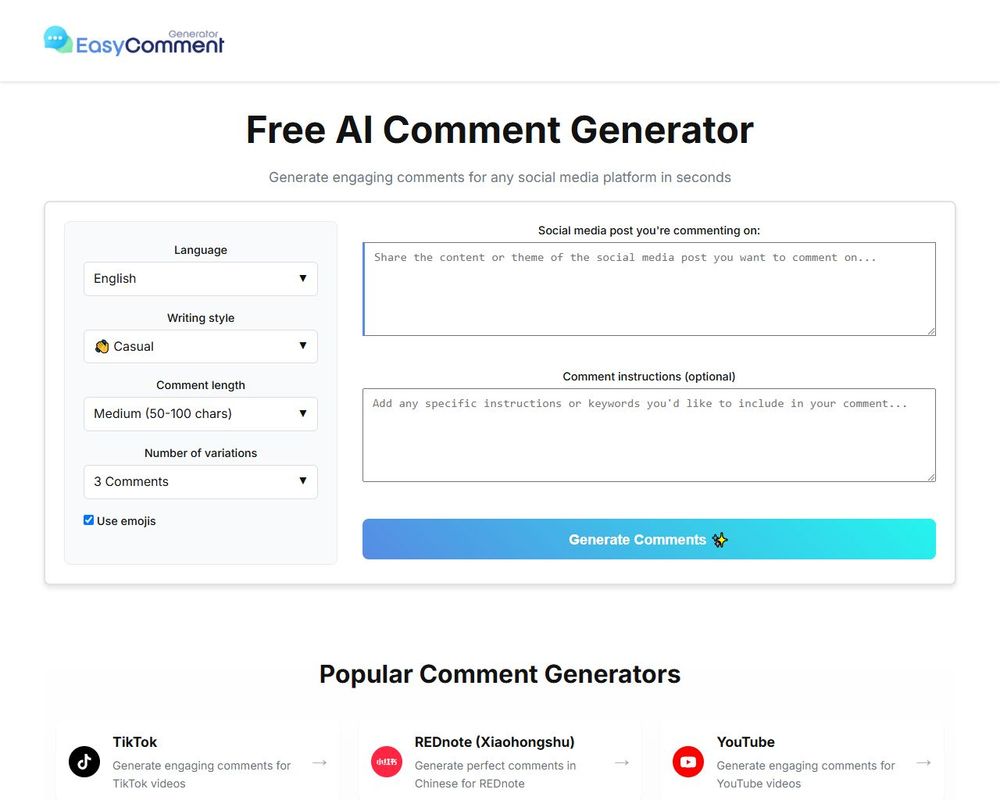 Easy Comment Generator - Ai Tool Details & Features